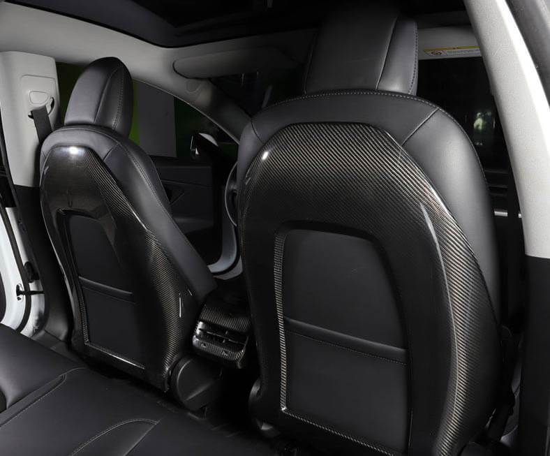 Genuine Carbon Fiber Seat Open Back Protectors for Tesla Model Y (Gloss ...